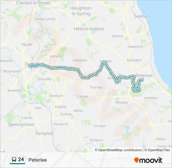 24 Route: Schedules, Stops & Maps - Peterlee (Updated)