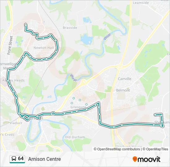 64 Route: Schedules, Stops & Maps - Arnison Centre (Updated)
