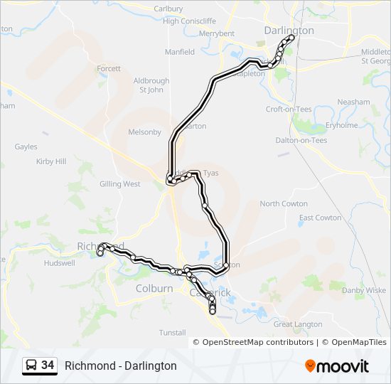 34 Route: Schedules, Stops & Maps - Darlington (Updated)