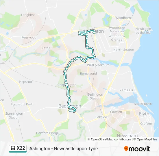 X22 Route: Schedules, Stops & Maps - Red Lion (Updated)