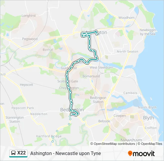 X22 Route: Schedules, Stops & Maps - Ashington (Updated)