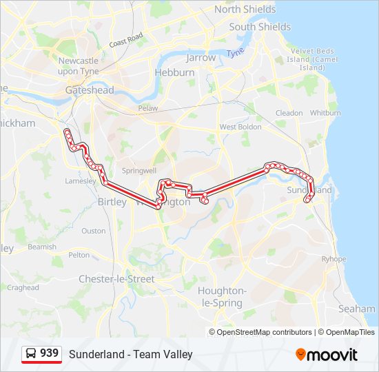939 Route: Schedules, Stops & Maps - Sunderland (Updated)