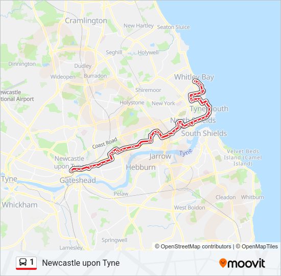 1 Route: Schedules, Stops & Maps - Newcastle upon Tyne (Updated)