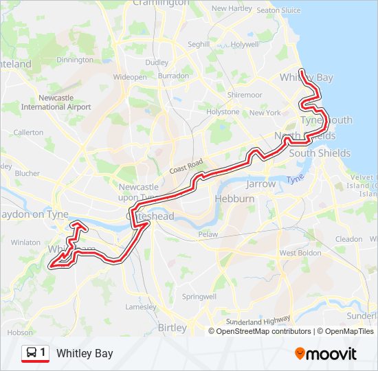 1 Route: Schedules, Stops & Maps - Whitley Bay (Updated)
