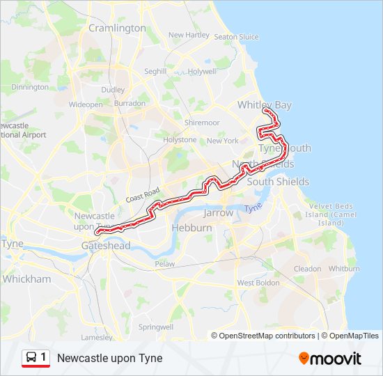 1 Route: Schedules, Stops & Maps - Newcastle upon Tyne (Updated)