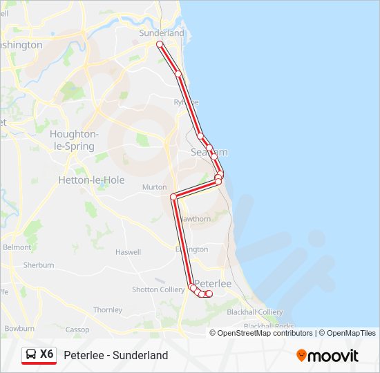 X6 Route: Schedules, Stops & Maps - Peterlee (Updated)