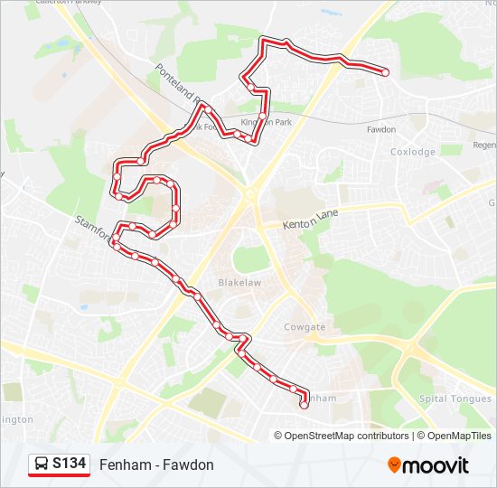 s134 Route: Schedules, Stops & Maps - Fawdon (Updated)