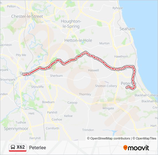 X62 Route: Schedules, Stops & Maps - Peterlee (Updated)