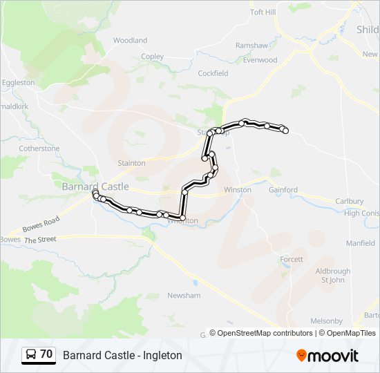 70 Route: Schedules, Stops & Maps - Barnard Castle (Updated)