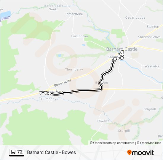 72 Route: Schedules, Stops & Maps - Barnard Castle (Updated)