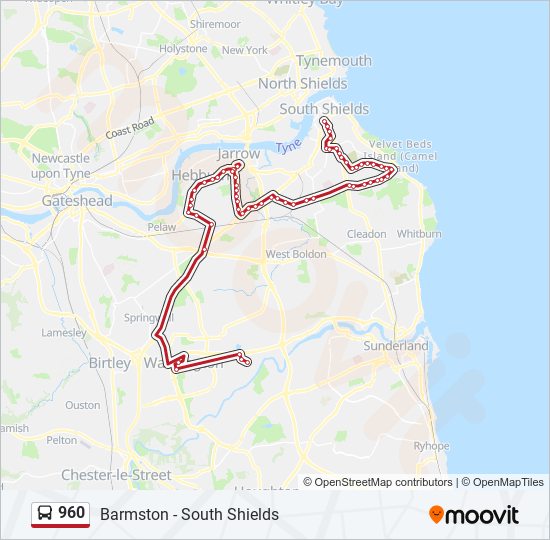 960 Route: Schedules, Stops & Maps - South Shields (Updated)