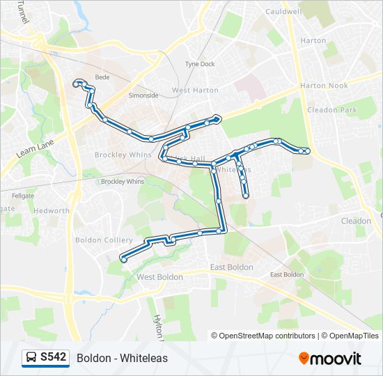 s542 Route: Schedules, Stops & Maps - Boldon (Updated)