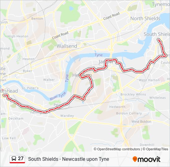 27 Route: Schedules, Stops & Maps - South Shields (Updated)
