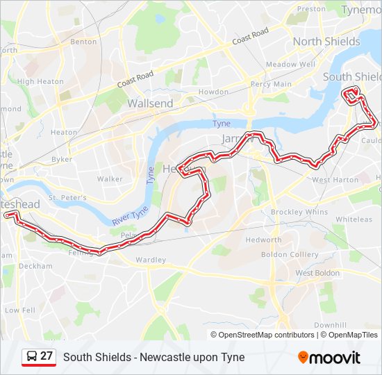 27 Route: Schedules, Stops & Maps - Gateshead (Updated)