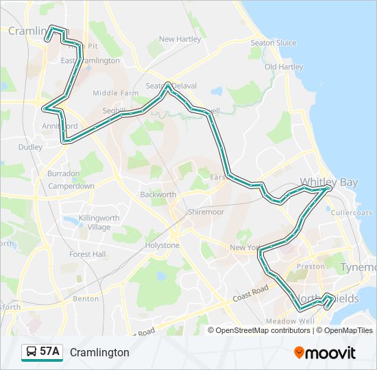 57a Route: Schedules, Stops & Maps - Cramlington (Updated)