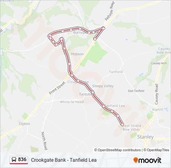 836 Route: Schedules, Stops & Maps - Tanfield Lea (Updated)