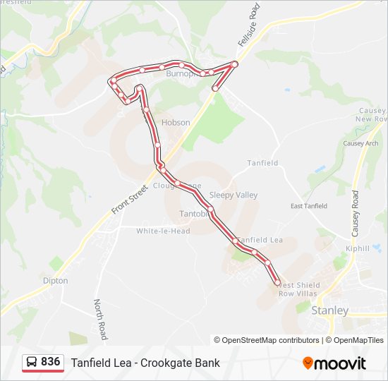 836 Route: Schedules, Stops & Maps - Tanfield Lea (Updated)