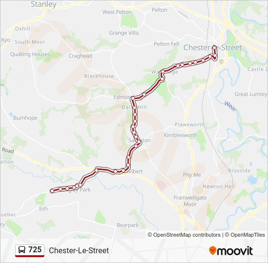 725 Route: Schedules, Stops & Maps - Chester-Le-Street (Updated)