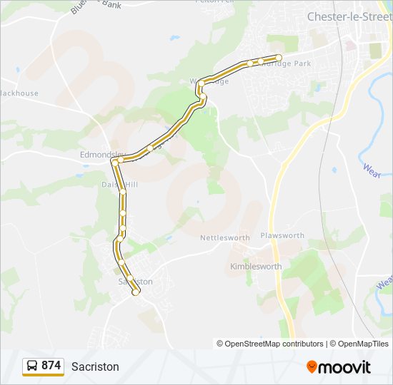 874 Route: Schedules, Stops & Maps - Sacriston (Updated)