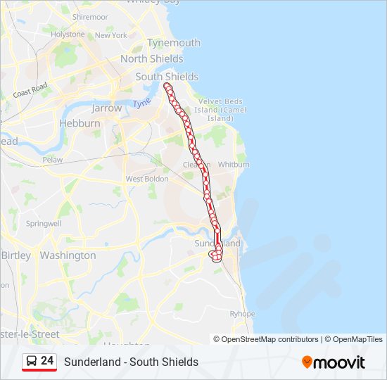24 Route: Schedules, Stops & Maps - South Shields (Updated)