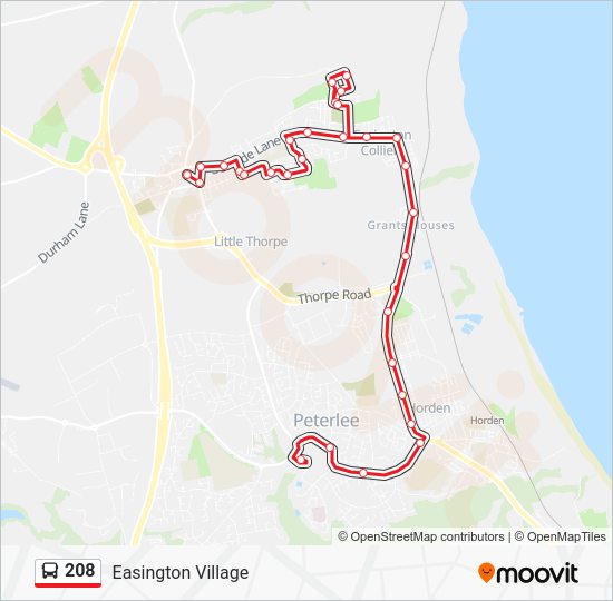 208 Route: Schedules, Stops & Maps - Easington Village (Updated)