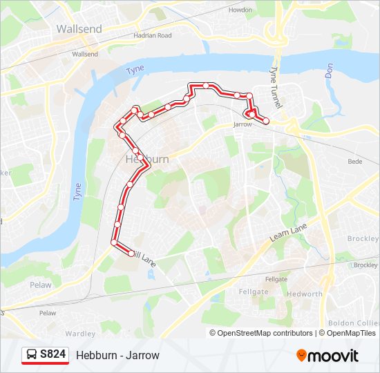 s824 Route: Schedules, Stops & Maps - Jarrow (Updated)