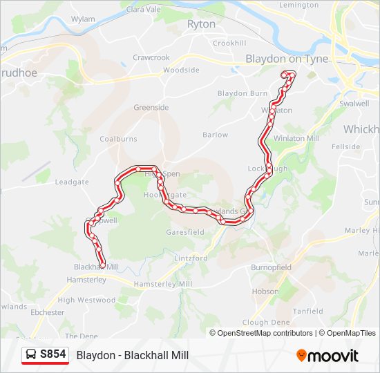 S854 Route: Schedules, Stops & Maps - Blackhall Mill (Updated)