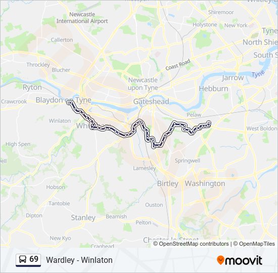69 Route: Schedules, Stops & Maps - Blaydon (Updated)