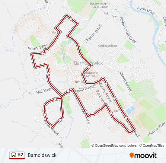 b2 Route: Schedules, Stops & Maps - Town Head (Updated)