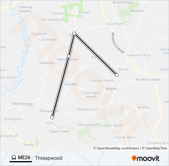 me26 Route: Schedules, Stops & Maps - Threapwood (Updated)