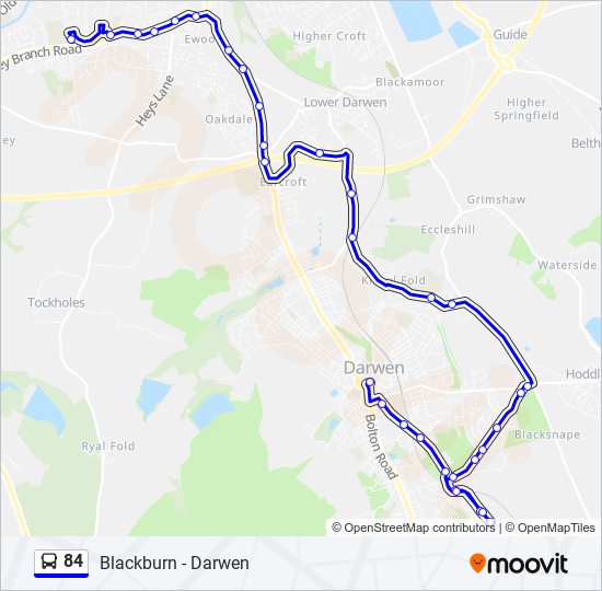 84 Route: Schedules, Stops & Maps - Darwen (Updated)