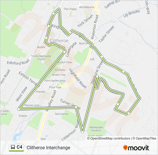 c4 Route: Schedules, Stops & Maps - Clitheroe Interchange (Updated)