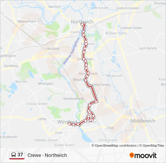 37 Route: Schedules, Stops & Maps - Library (Updated)