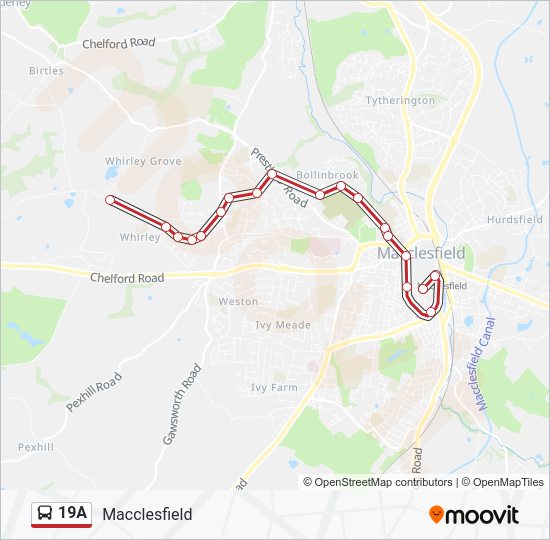 19A Route: Schedules, Stops & Maps - Macclesfield Bus Station (Updated)
