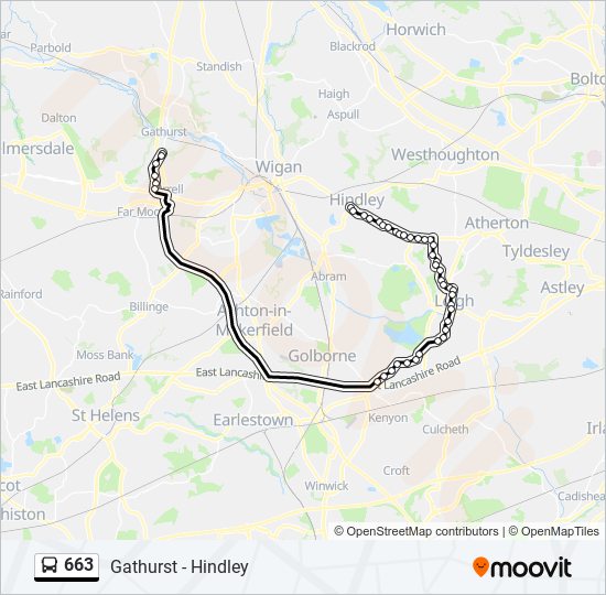 663 Route: Schedules, Stops & Maps - Hindley (Updated)