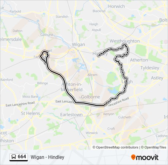664 Route: Schedules, Stops & Maps - Hindley (Updated)