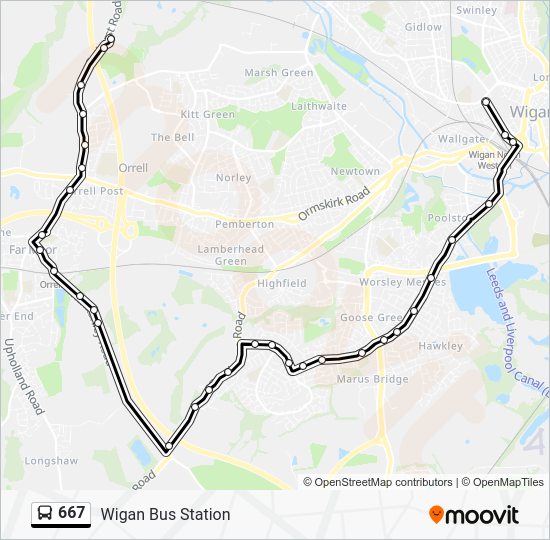 667 Route: Schedules, Stops & Maps - Wigan Bus Station (Updated)