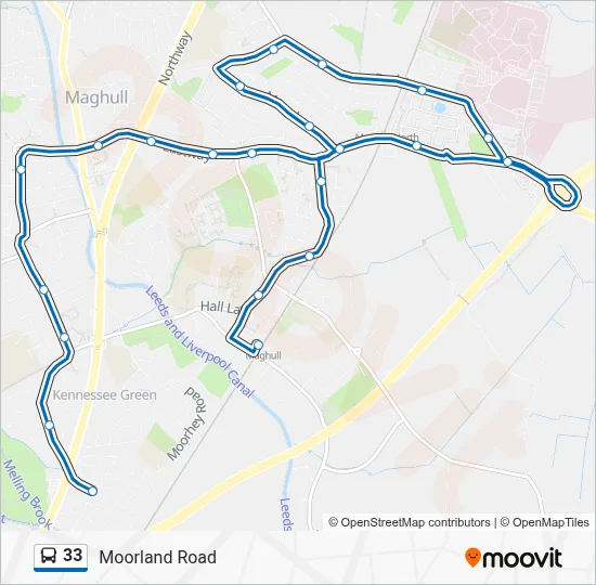 33 Route: Schedules, Stops & Maps - Moorland Road (Updated)