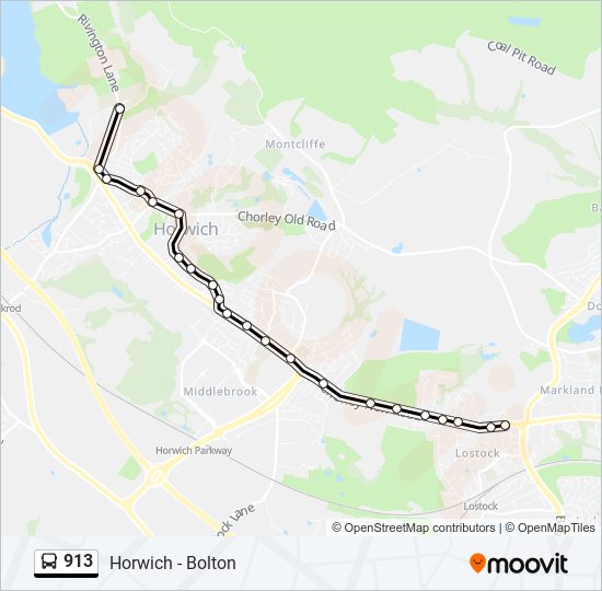 913 Route: Schedules, Stops & Maps - Lostock (Updated)