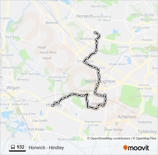 932 Route: Schedules, Stops & Maps - Horwich (Updated)