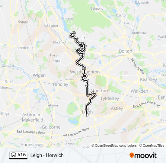516 Route: Schedules, Stops & Maps - Horwich (Updated)