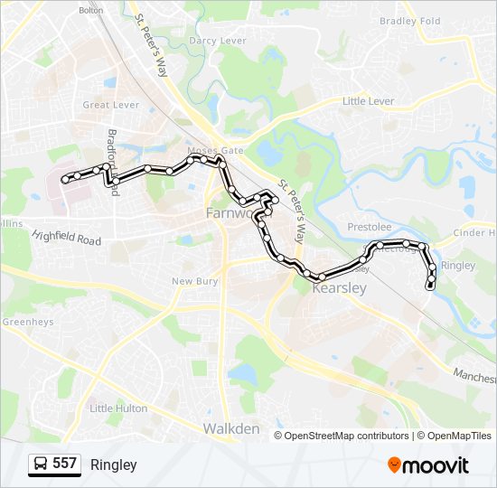 557 Route: Schedules, Stops & Maps - Ringley (Updated)