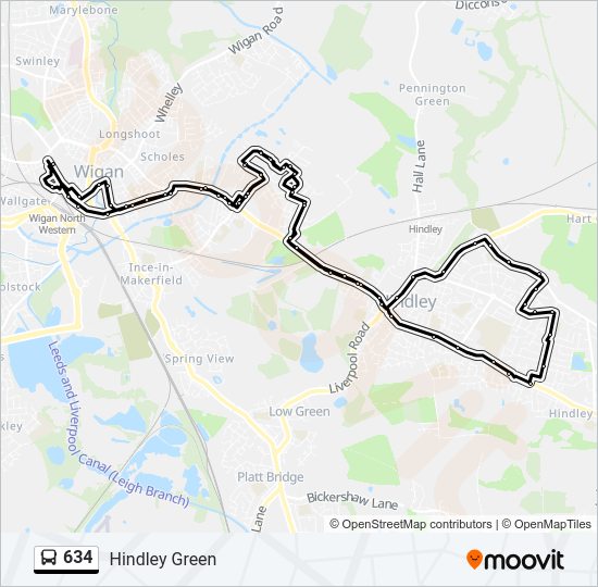 634 Route: Schedules, Stops & Maps - Hindley Green (Updated)