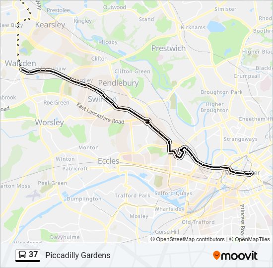 37 Route: Schedules, Stops & Maps - Piccadilly Gardens (Updated)