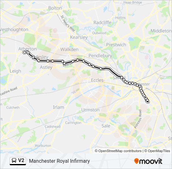 v2 Route: Schedules, Stops & Maps - Manchester Royal Infirmary (Updated)