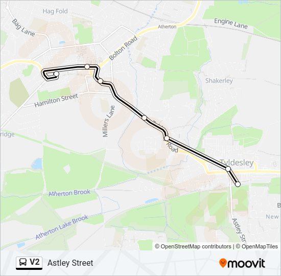 V2 Route: Schedules, Stops & Maps - Astley Street (Updated)