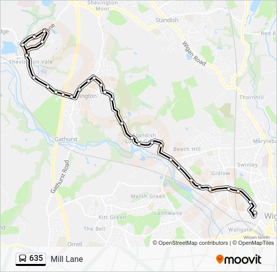 635 Route: Schedules, Stops & Maps - Mill Lane (Updated)