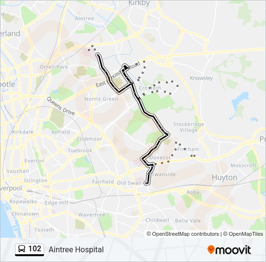 102 Route: Schedules, Stops & Maps - Aintree Hospital (Updated)