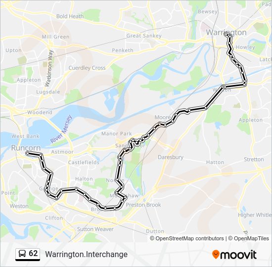 62 Route: Schedules, Stops & Maps - Warrington.Interchange (Updated)