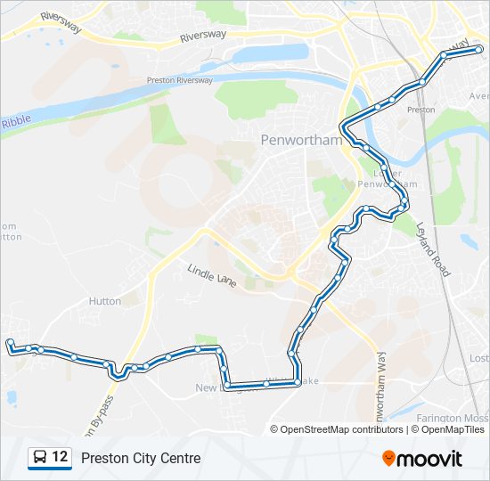 12 Route: Schedules, Stops & Maps - Preston City Centre (Updated)